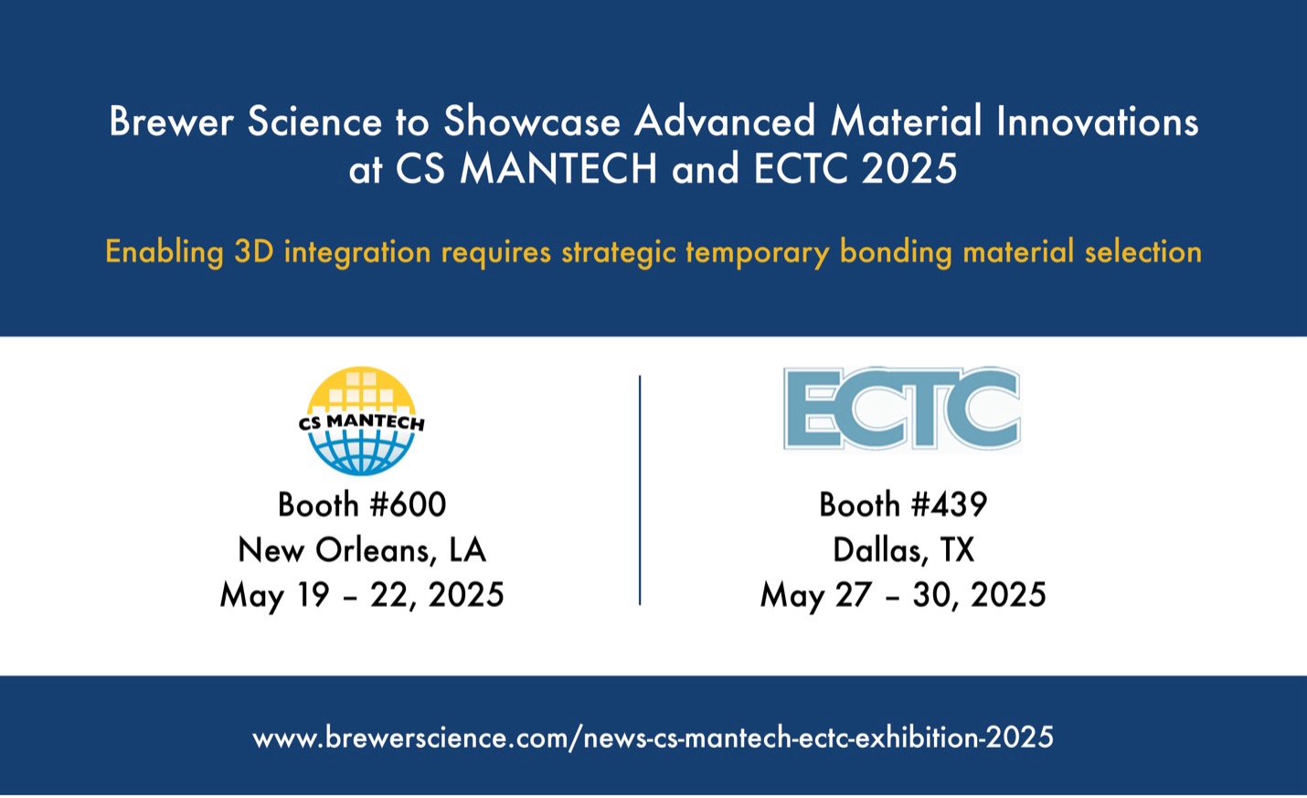 Brewer Science to Showcase Advanced Material Innovations at CS MANTECH and ECTC 2025 - Brewer ...